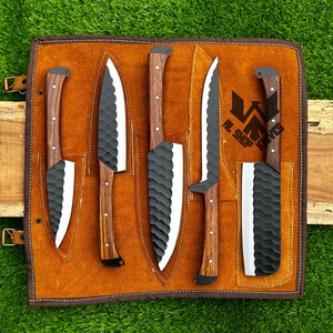 Damascus Steel Chef Set, Hand Forged Damascus Chef Set, Damascus Chef ...