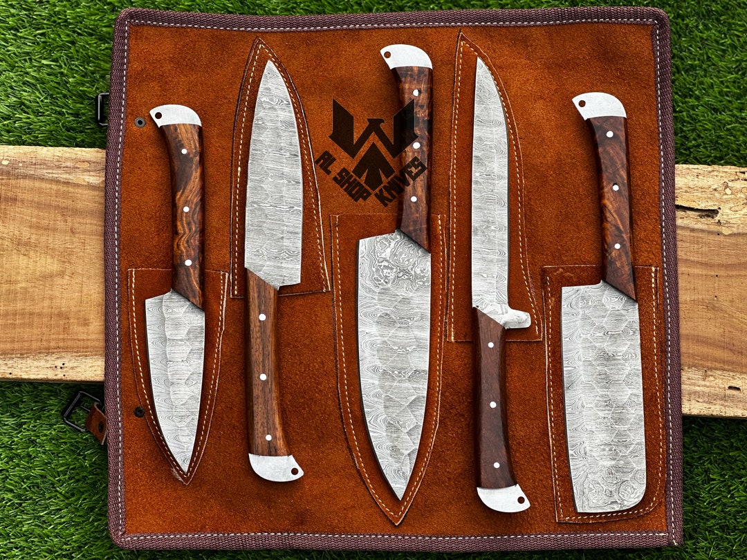 Damascus Steel Chef Set, Hand Forged Damascus Chef Set, Damascus Chef ...