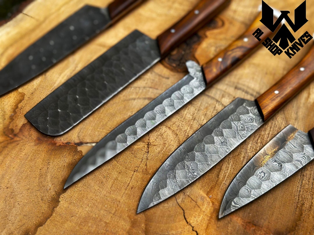 5 Pcs Damascus Steel Chef Set, Handmade Chef Set, Damascus Chef Knives ...