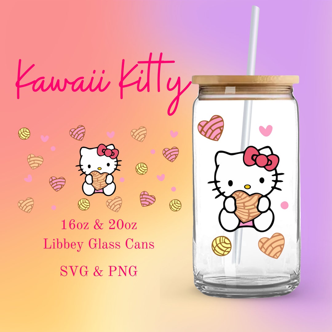 Kawaii Kitty Pan Dulce Wrap Svg Png Pan Dulce Wrap Libbey Glass Can