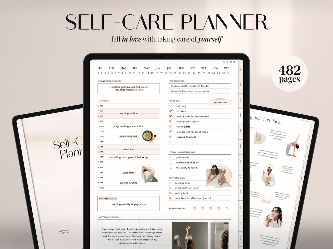 Self Care Planner | 480+ Self-care Pages | Digital Self-care Journal ...