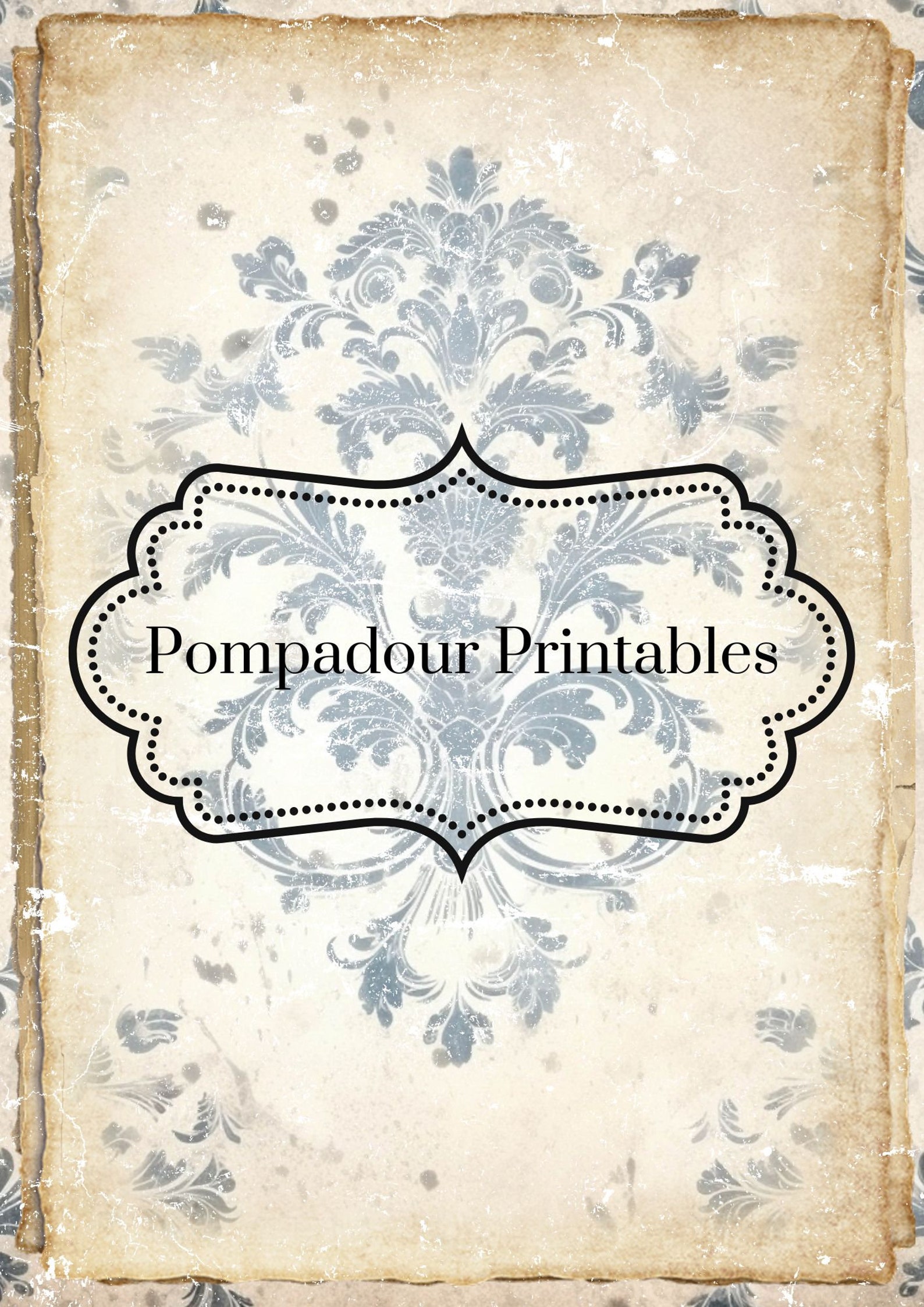 French Blue Shabby Damask Paper Pack, Digital Download, Pattern Paper ...