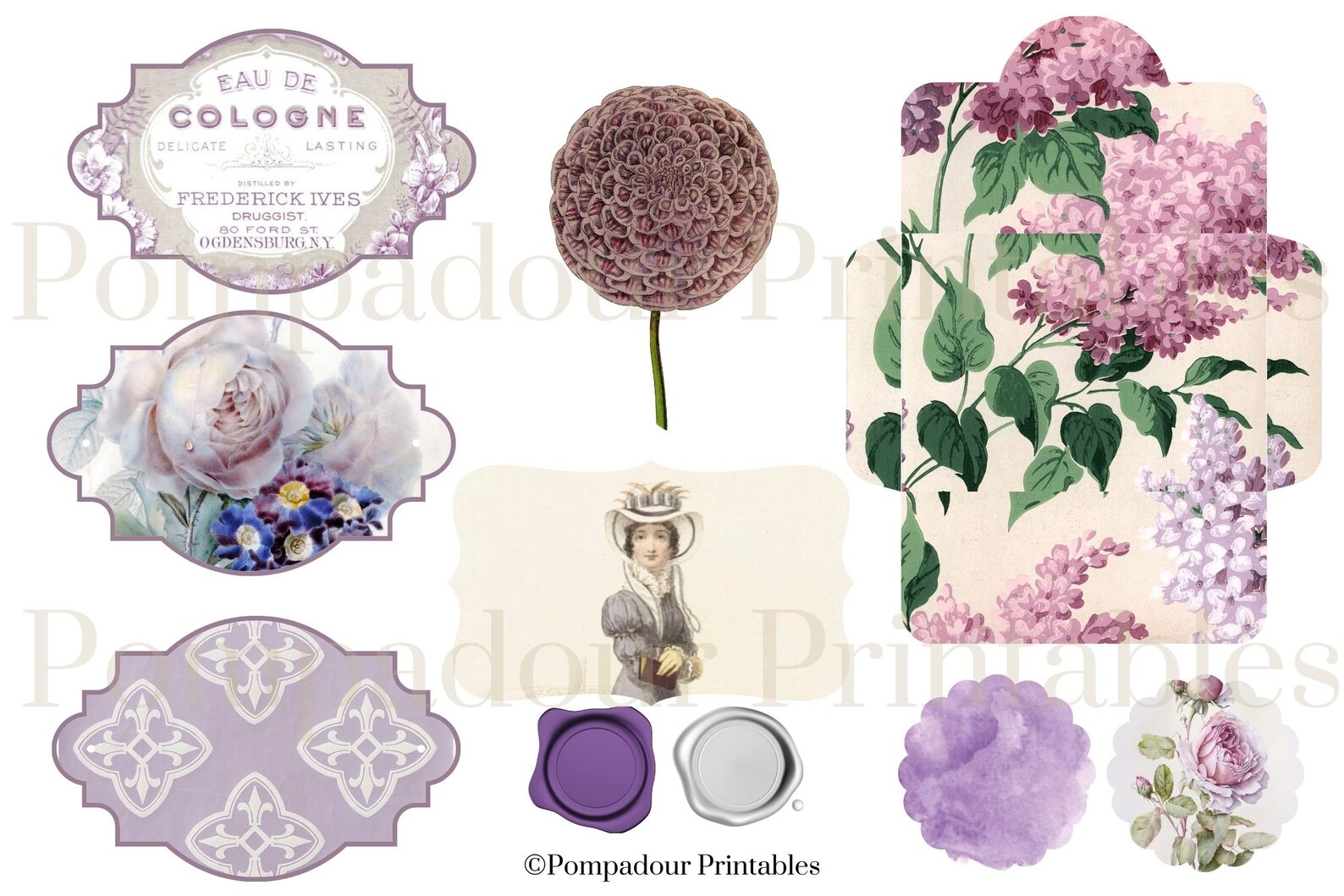 Shabby Chic Purple Junk Journal Kit, Printable JPG Pages With Purple ...