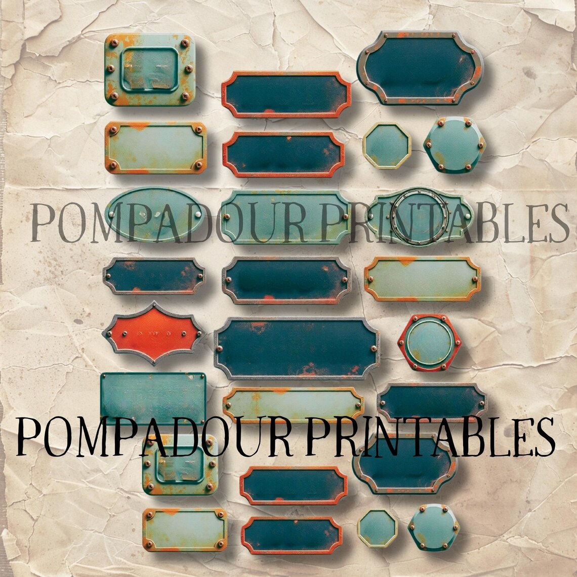 Vintage Industrial Printable Labels | A4 Digital Download | Rusty ...