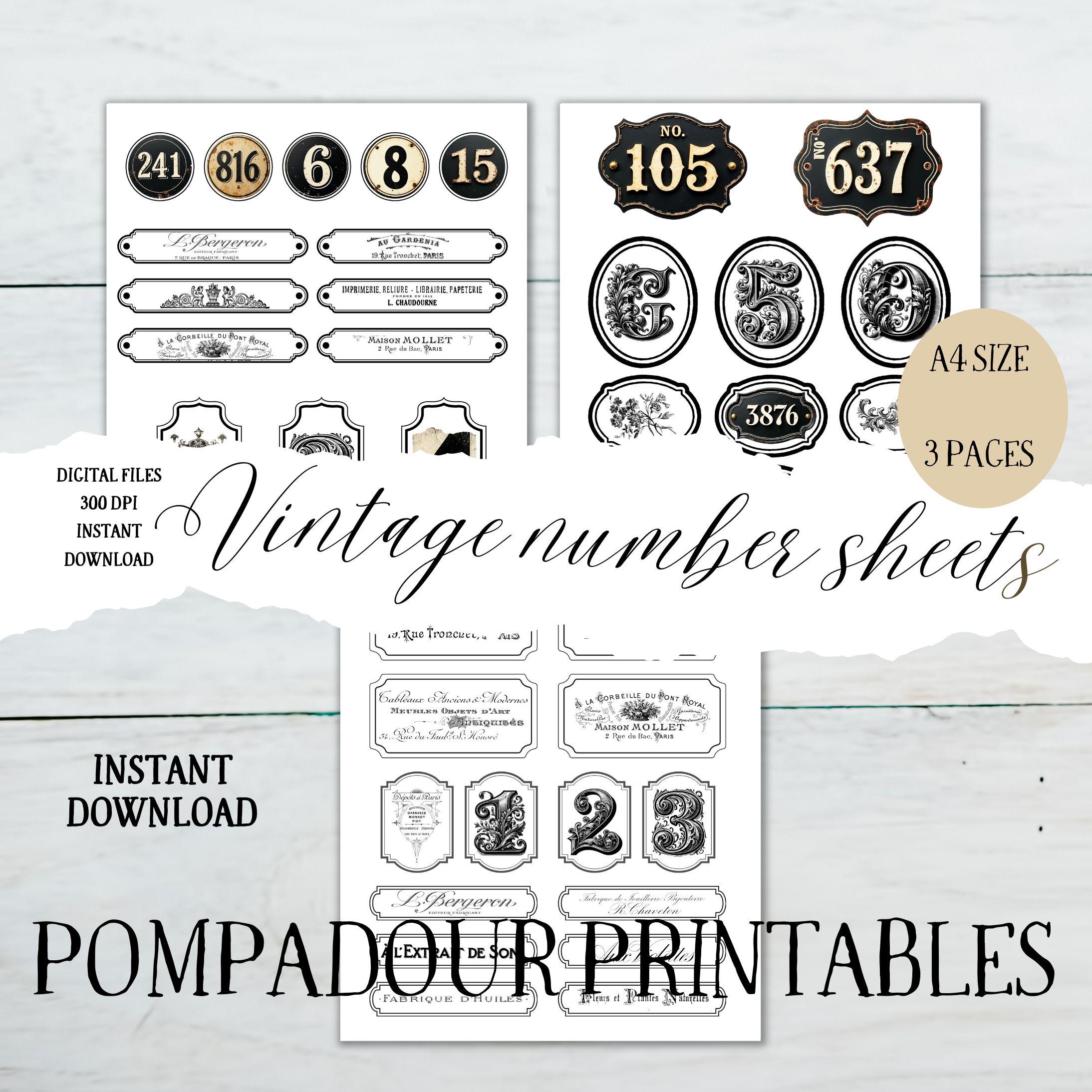 46 Vintage French Shoplabels and Tags With Numbers. Instant Download ...