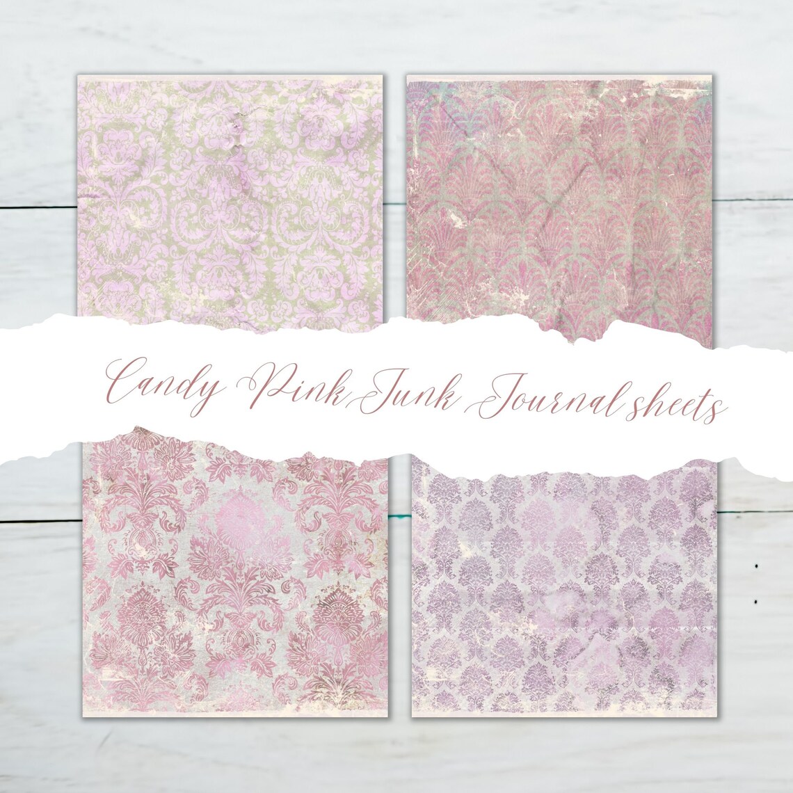 Candy Pink Junk Journal Sheets, Ten A4 Pages, Digital Download, Pattern ...