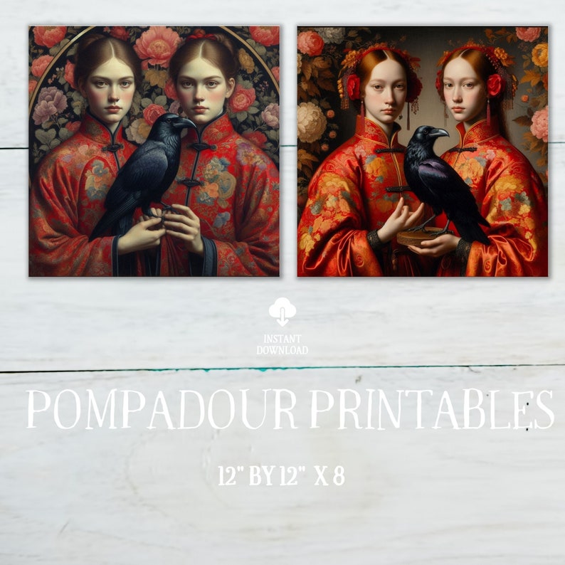 Twins & Crow Portrait Kit Printable Portraits 12 by 12 Inch Junk ...