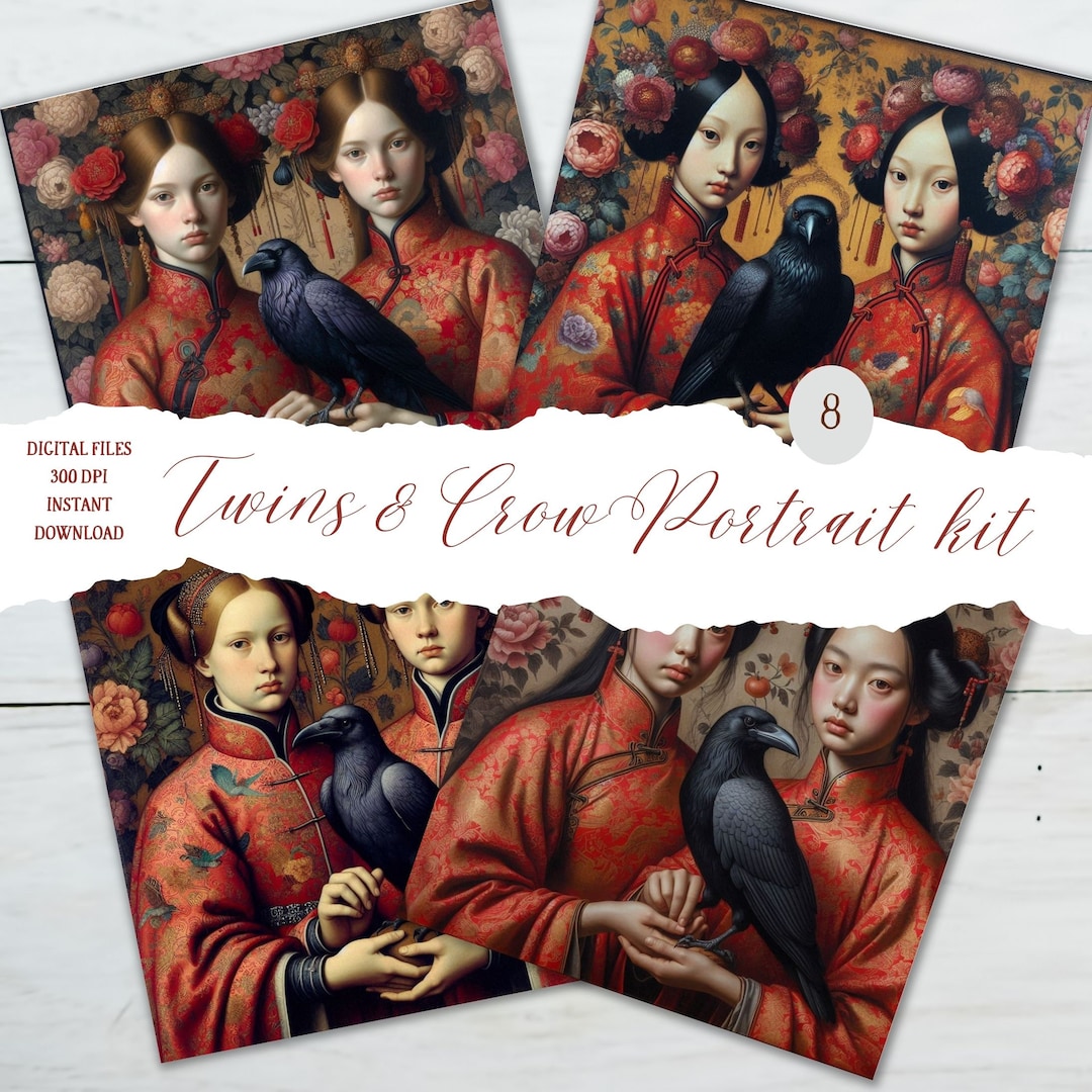 Twins & Crow Portrait Kit Printable Portraits 12 by 12 Inch Junk ...