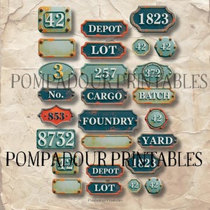 Vintage Industrial Printable Labels | A4 Digital Download | Rusty ...