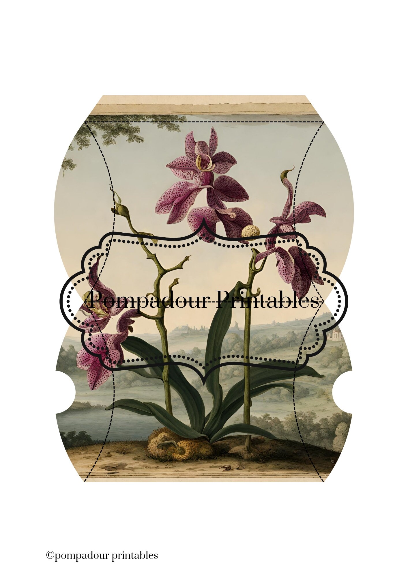 Printable Boxes With Vintage Orchids, Digital Printable, Digital Pillow ...