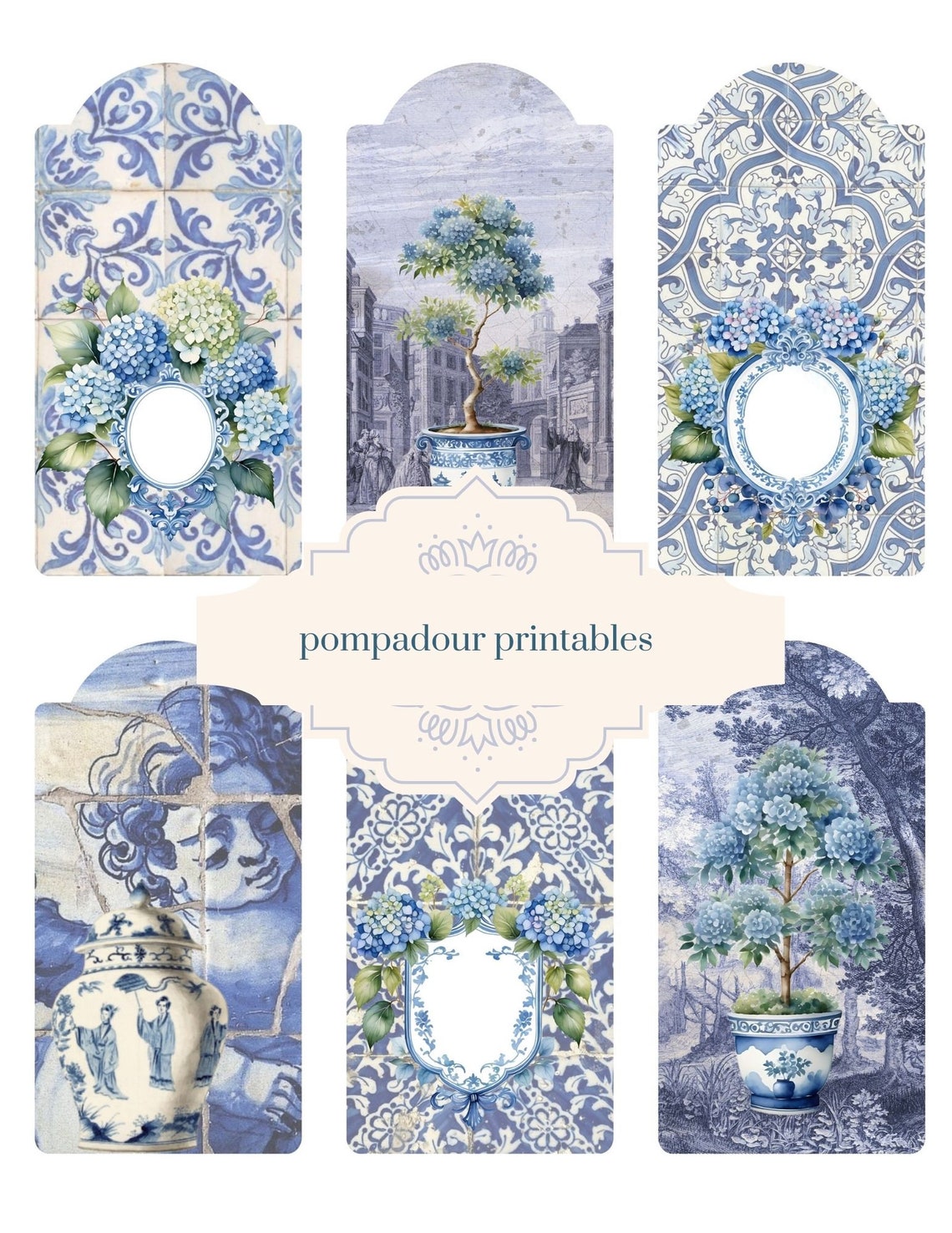 Blue Hydrangea Gift Tags, Vintage Printable (digital Download) - Etsy