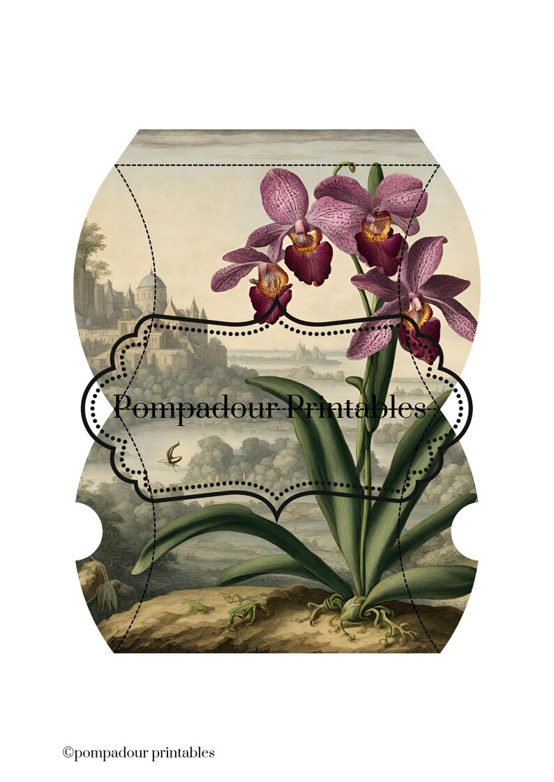 Printable Boxes With Vintage Orchids, Digital Printable, Digital Pillow ...