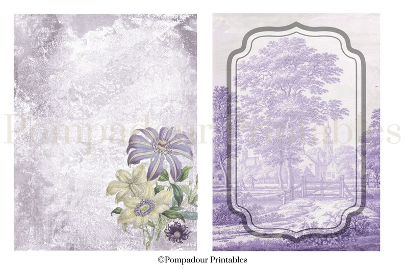 Shabby Chic Purple Junk Journal Kit, Printable JPG Pages With Purple ...