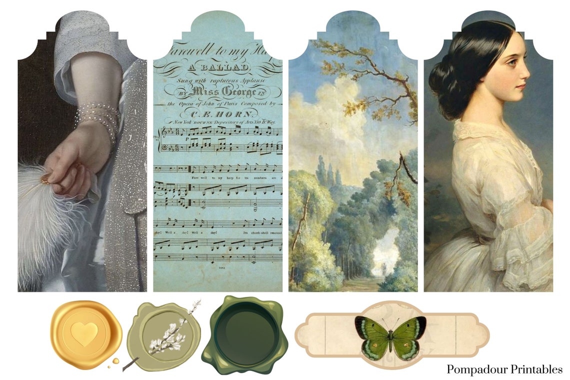 Green Ephemera Kit , Green Junk Journal Ephemera, Green Digital ...