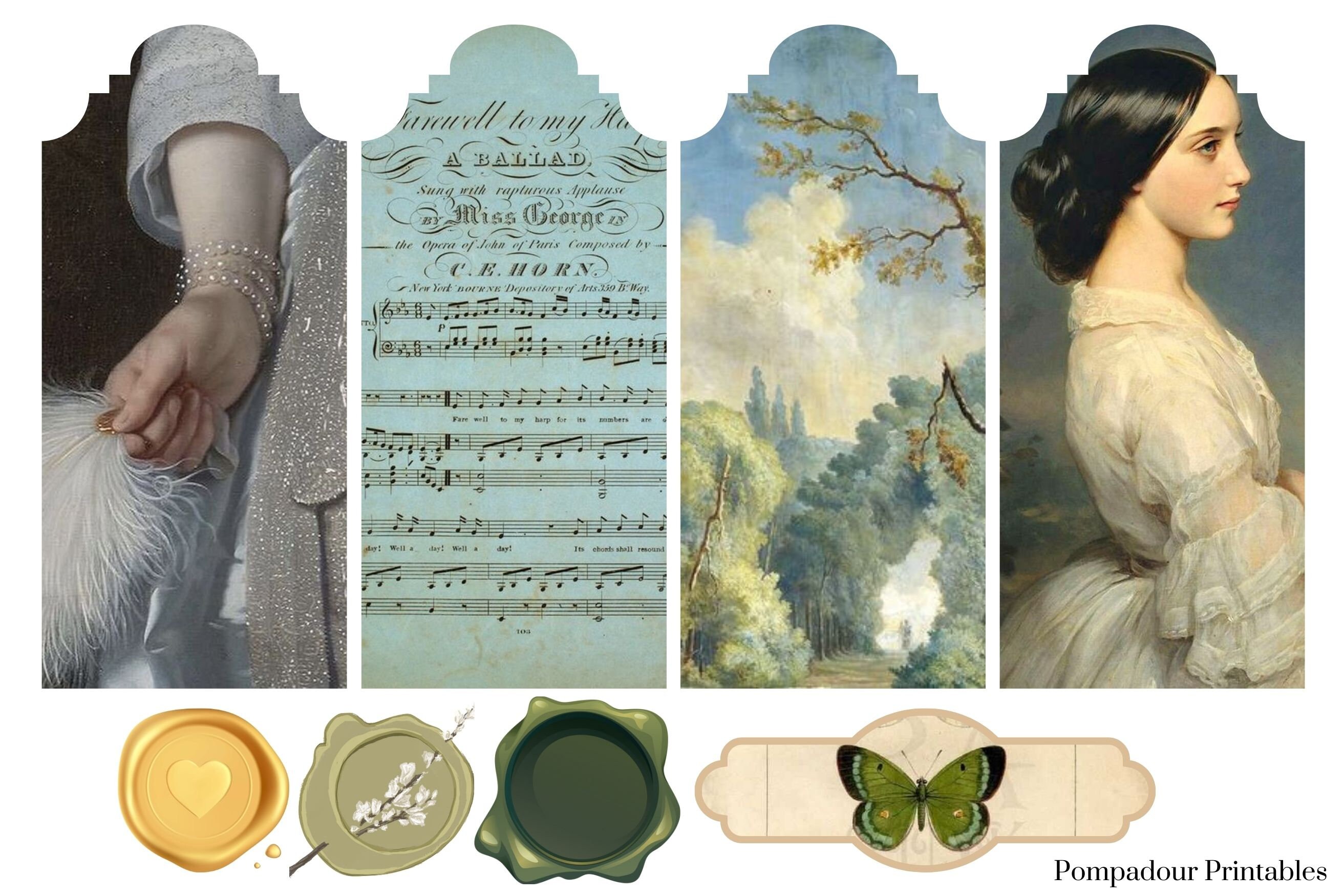 Green Ephemera Kit , Green Junk Journal Ephemera, Green Digital ...