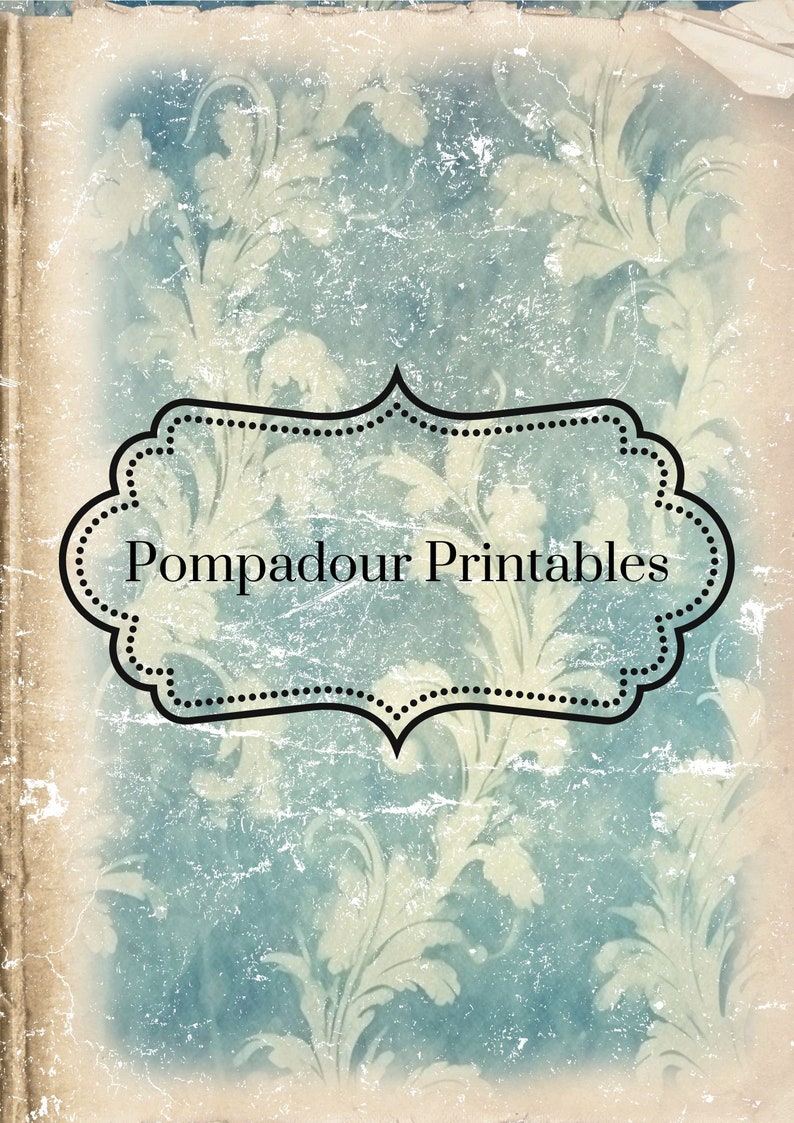 French Blue Shabby Damask Paper Pack, Digital Download, Pattern Paper ...