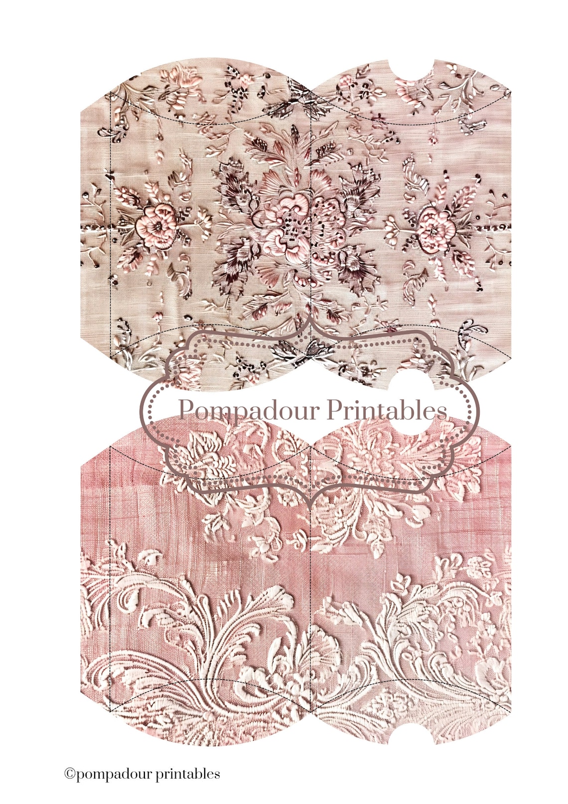 Dusky Pink Printable Gift Boxes in Embroidery Theme, Printable Pillow ...