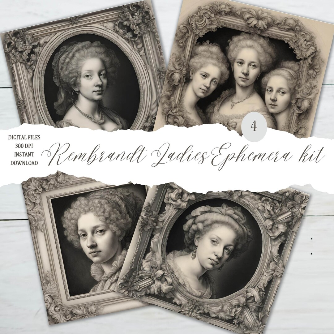 Baroque Ladies 2, 4 Pages of Baroque Scrapbooking Papers, Digital Junk ...