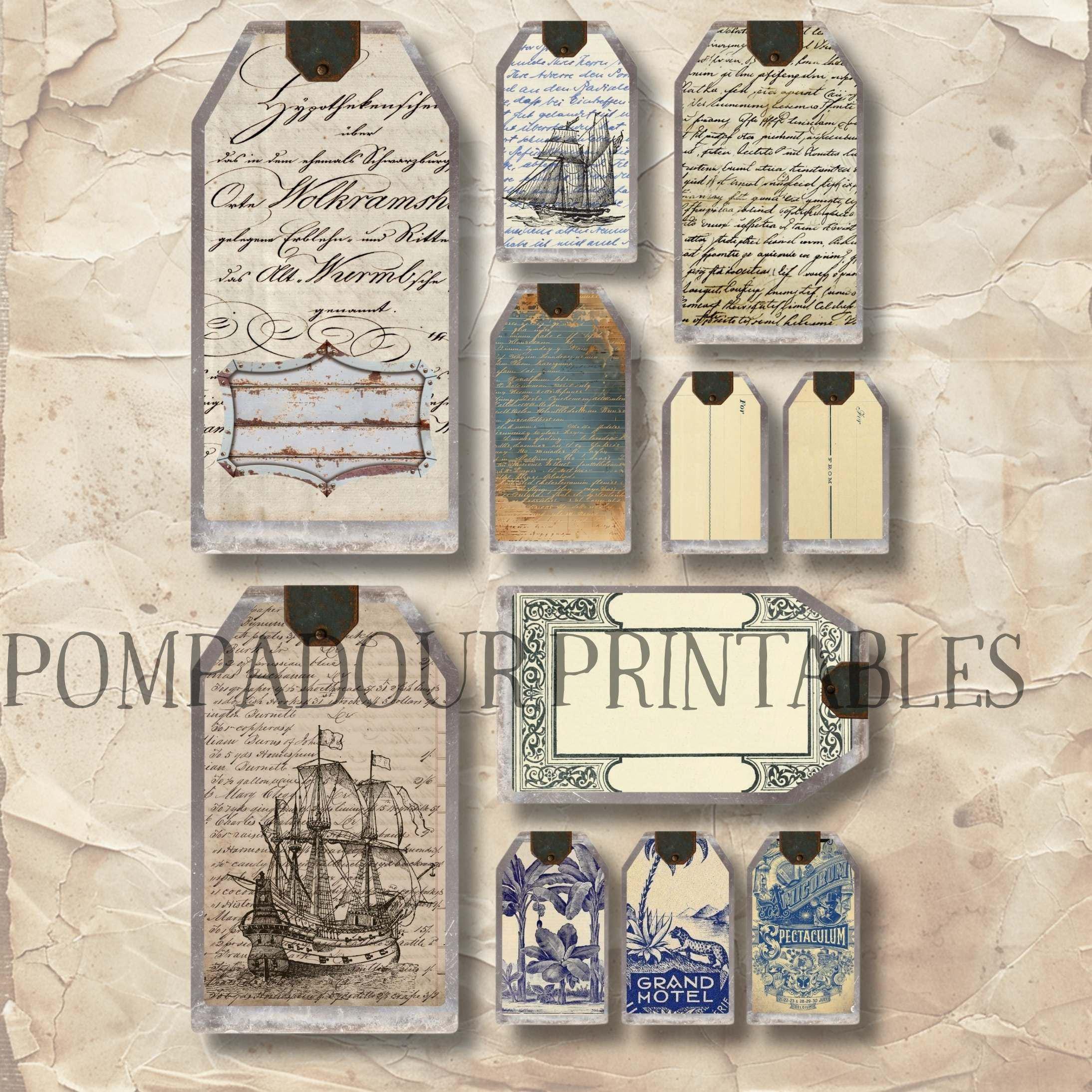 Antique Industrial Labels Digital Collage Sheet (A4, 4 Pages) (digital ...