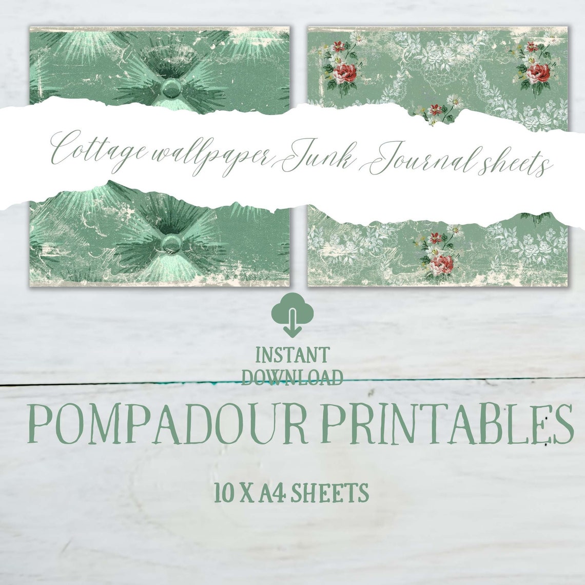 Cottage Wallpaper Junk Journal Sheets, Ten A4 Pages, Digital Download ...