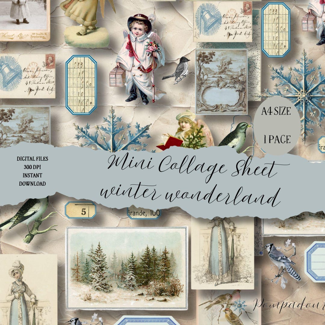 Mini Collage Sheet, 'winter Wonderland', Digital Download, Scrapbooking ...