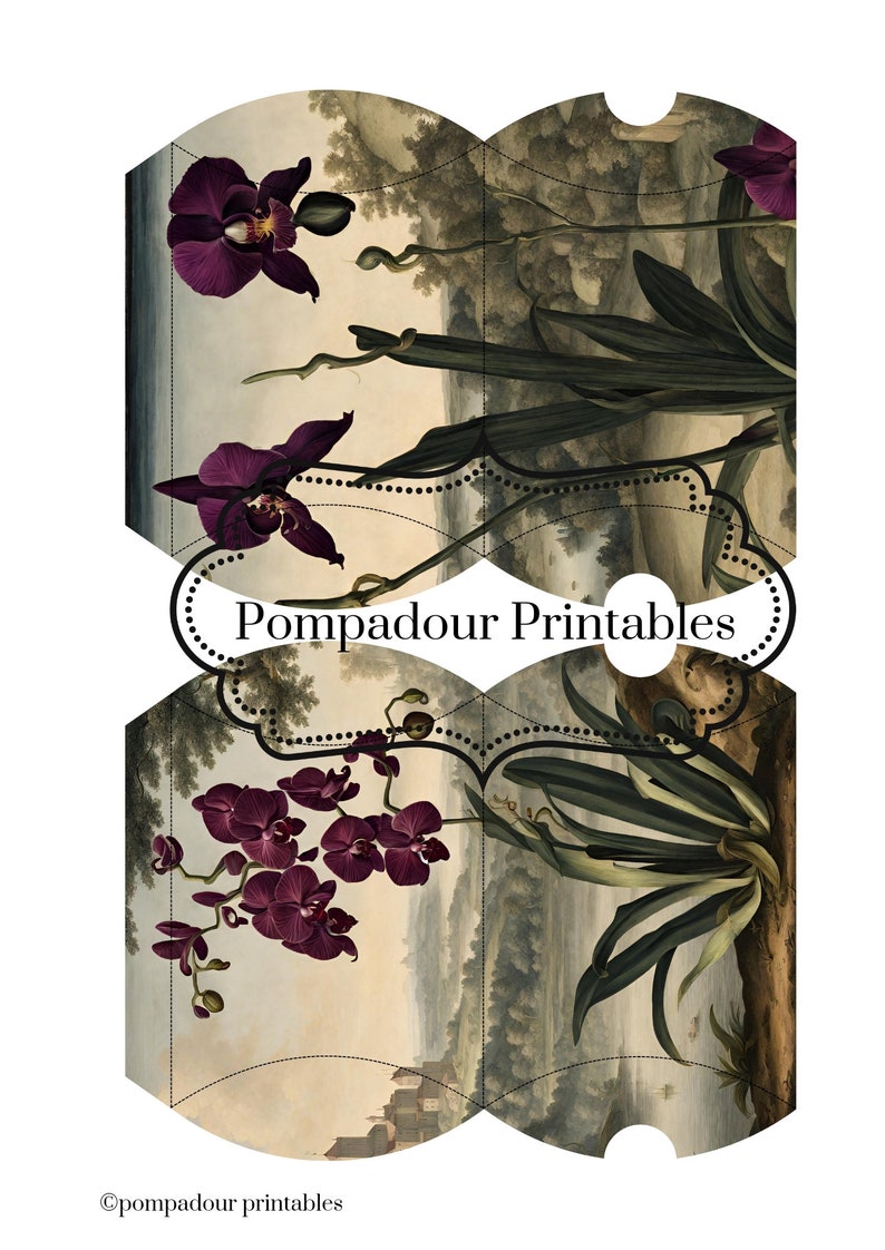 Printable Boxes With Vintage Orchids, Digital Printable, Digital Pillow ...