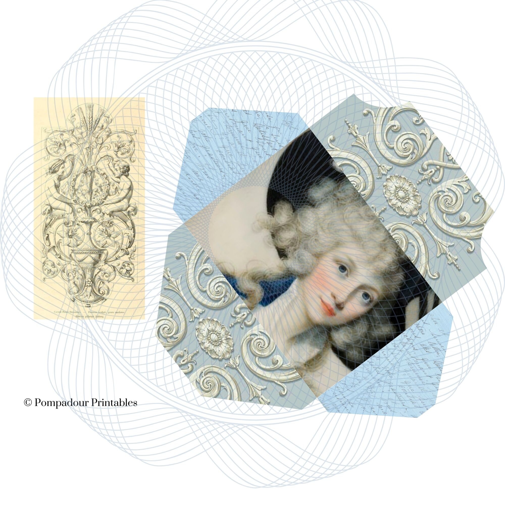 French Blue Ephemera Kit , Blue Junk Journal Ephemera, Blue Digital ...