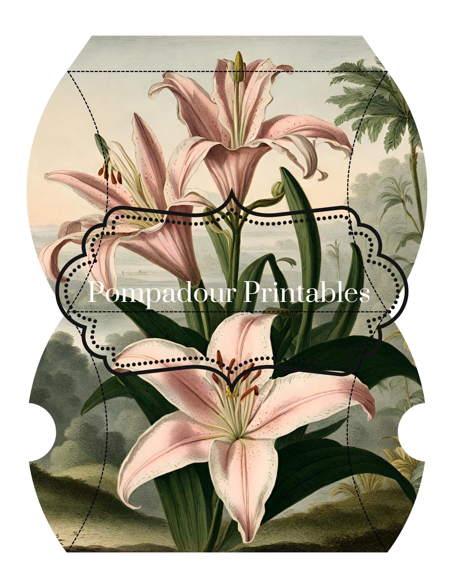 Printable Boxes With Vintage Lilies, Digital Printable, Digital Pillow ...