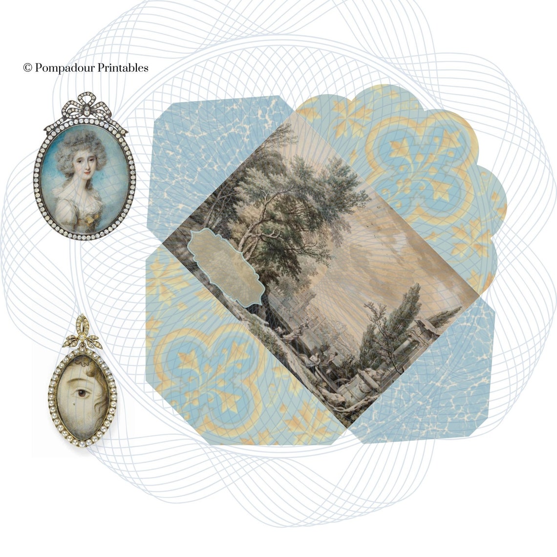 French Blue Ephemera Kit , Blue Junk Journal Ephemera, Blue Digital ...