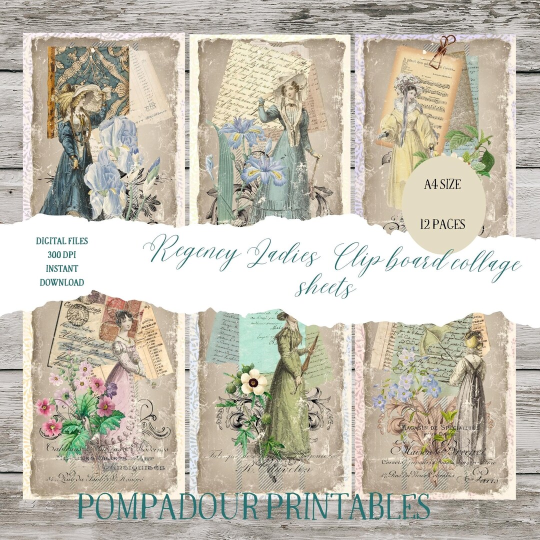 Regency Ladies Collage Sheets, 12x A4 Collage Sheets With Regency ...
