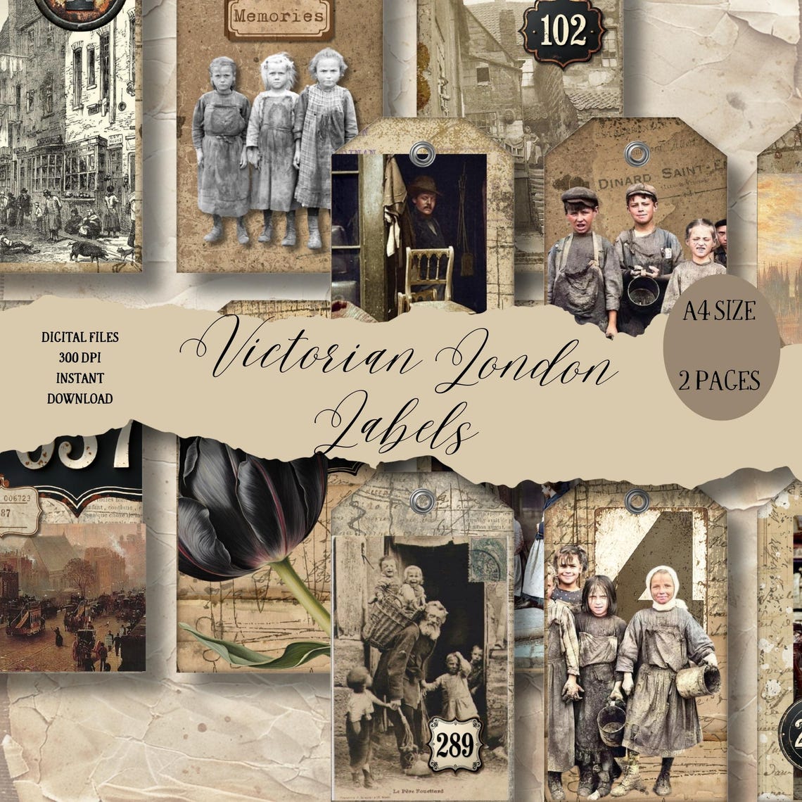 12 Vintage Victorian London Labels , Digital Download, Scrapbooking ...
