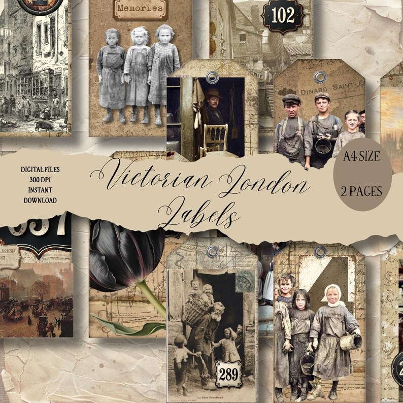 12 Vintage Victorian London Labels , Digital Download, Scrapbooking ...