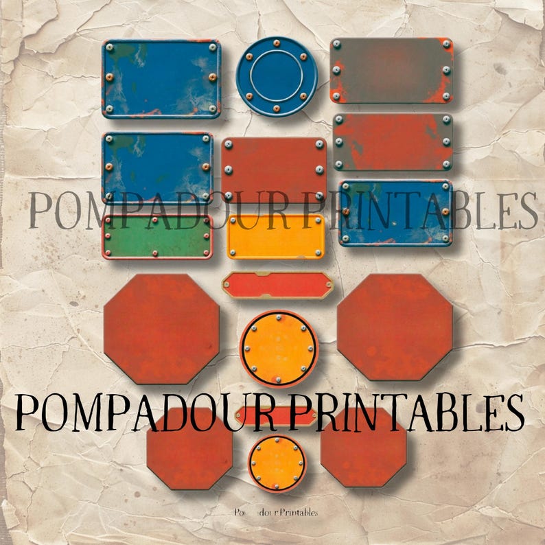 Vintage Industrial Printable Labels | A4 Digital Download | Rusty ...