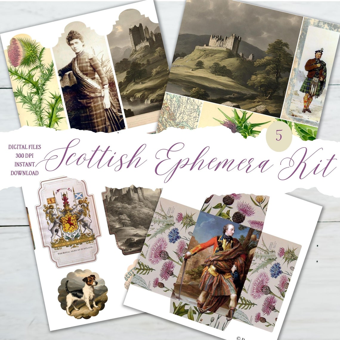 Scottish Digital Collage Sheets, Ephemera Kit, Printable Collage Sheet ...