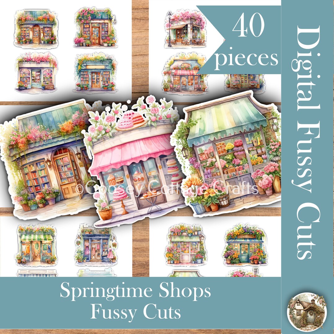 Springtime Shops Fussy Cuts, Digitial Download, for Handmade Junk ...