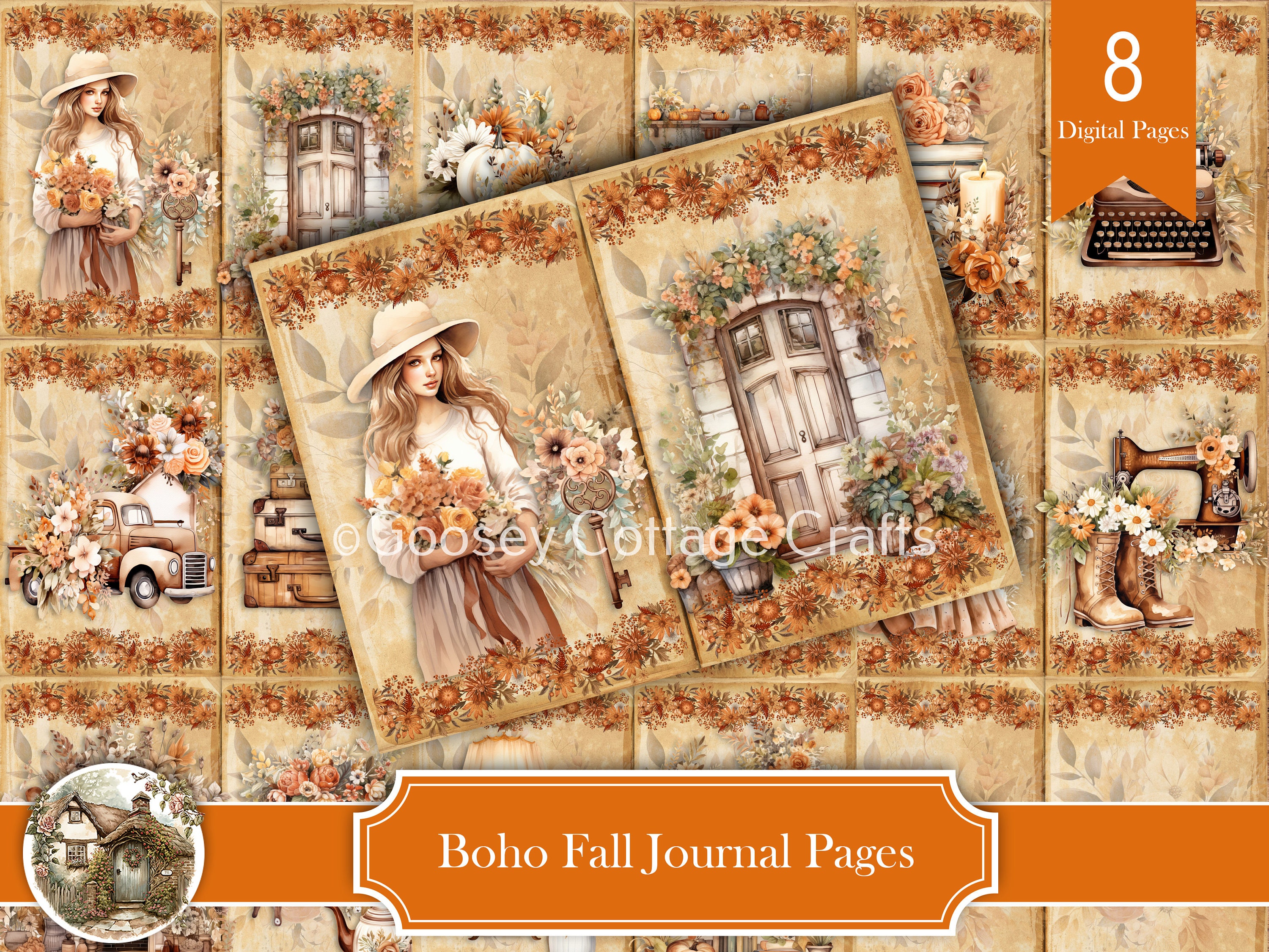 Boho Fall Junk Journal Pages, Digital Download, Ideal for Junk Journals ...
