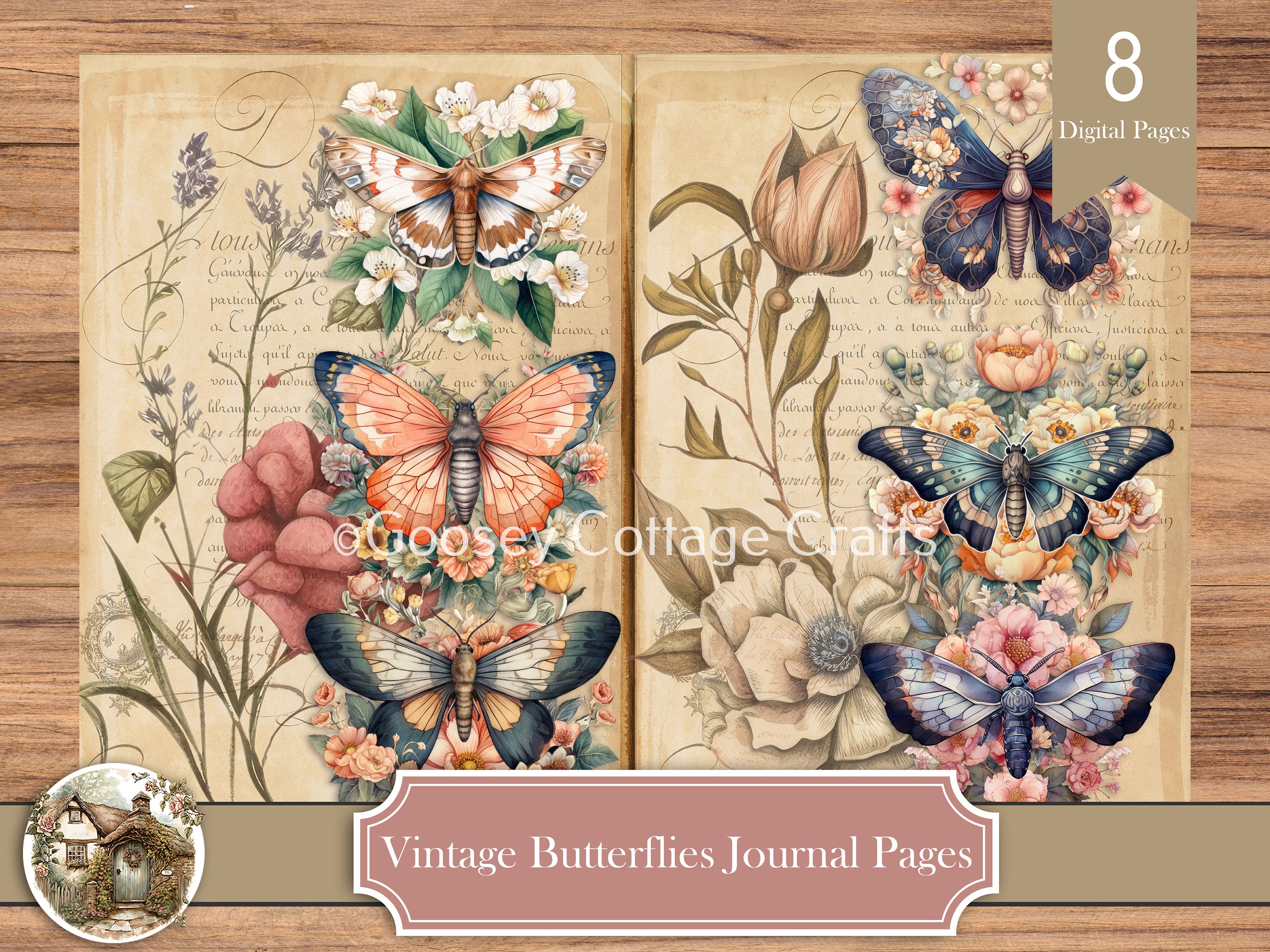 Vintage Butterflies Junk Journal Pages Download and Print - Etsy