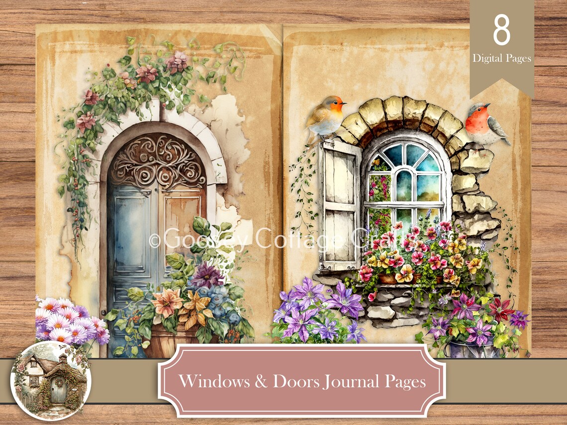 Rustic Windows and Door Junk Journal Pages - Etsy