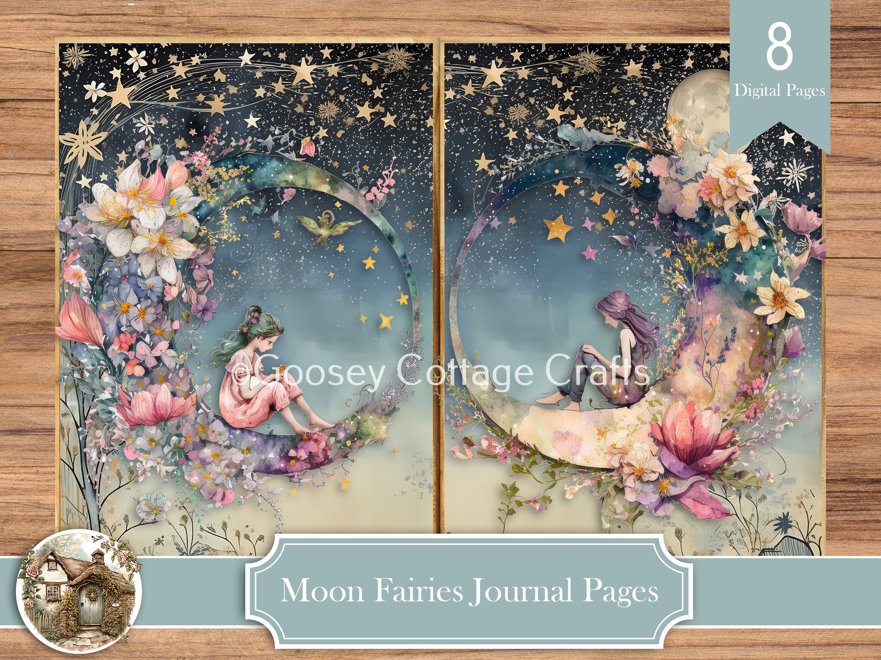 Moon Fairies Junk Journal Pages Kit, Digital Download, Also Ideal for ...