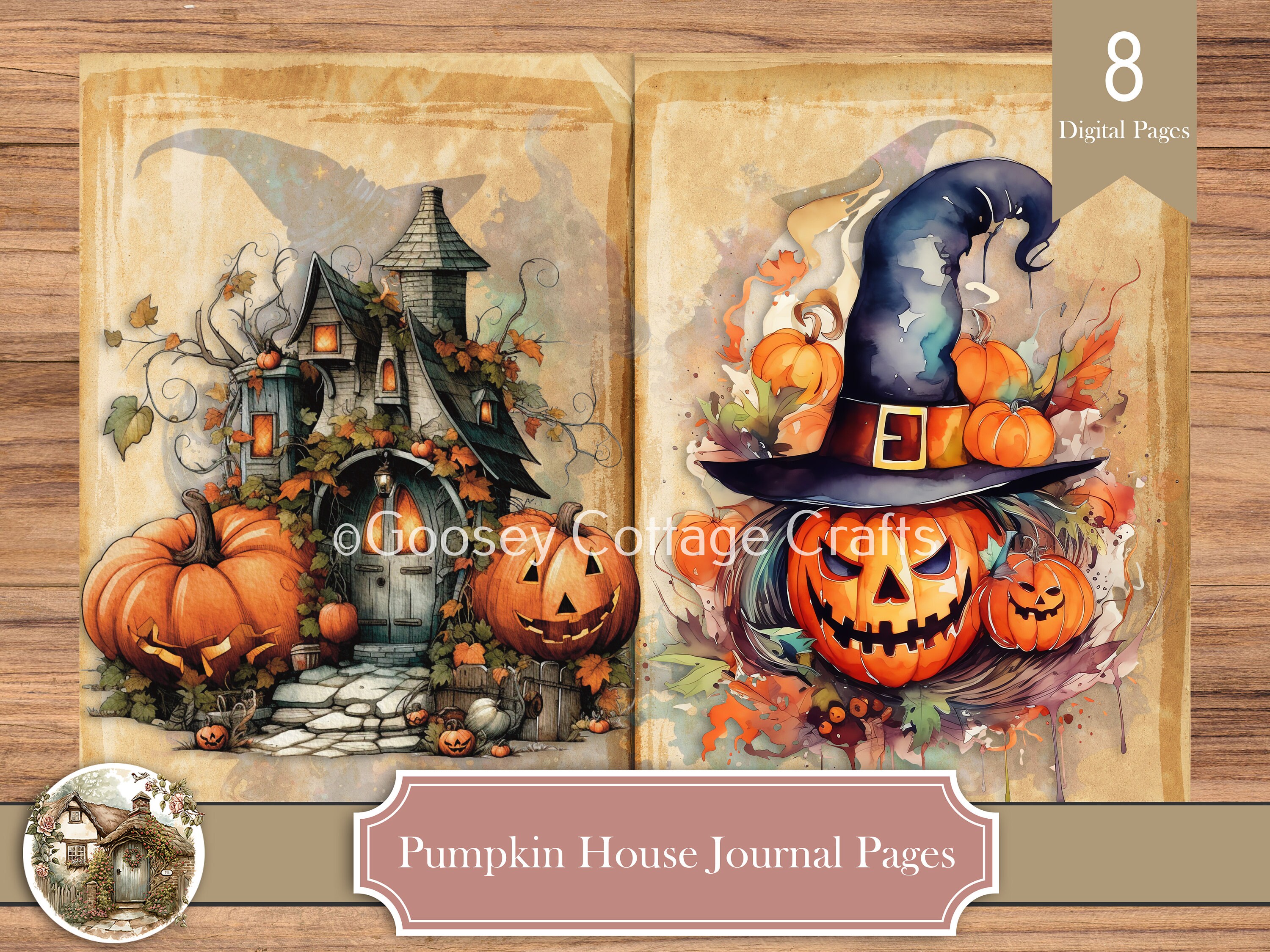 Pumpkin House Junk Journal Pages Kit, Halloween Themed Digital Download ...