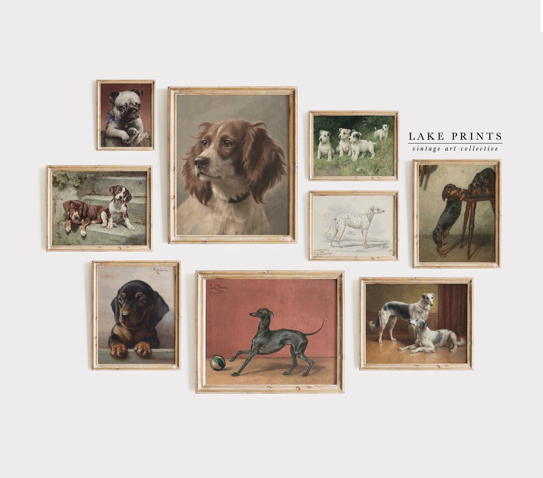 Vintage Country Farmhouse Print SET | Dogs Gallery Wall Set | French ...