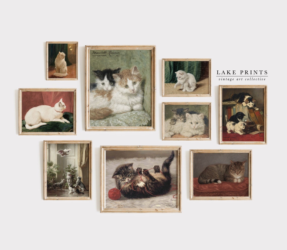 Vintage Country Farmhouse Print SET | Cats Gallery Wall Set | French ...