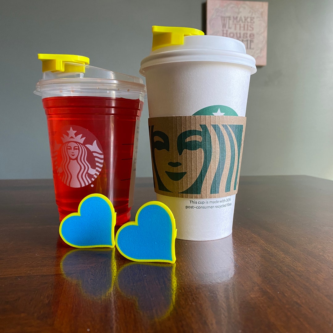 Starbucks Heart Coffee Cup 4 Pack Stopper Set Yellow and Blue, for ...