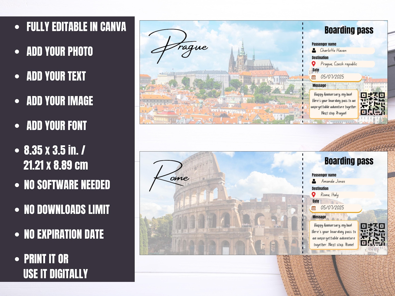 Fully Customizable Boarding Pass Template | Canva Editable Surprise ...