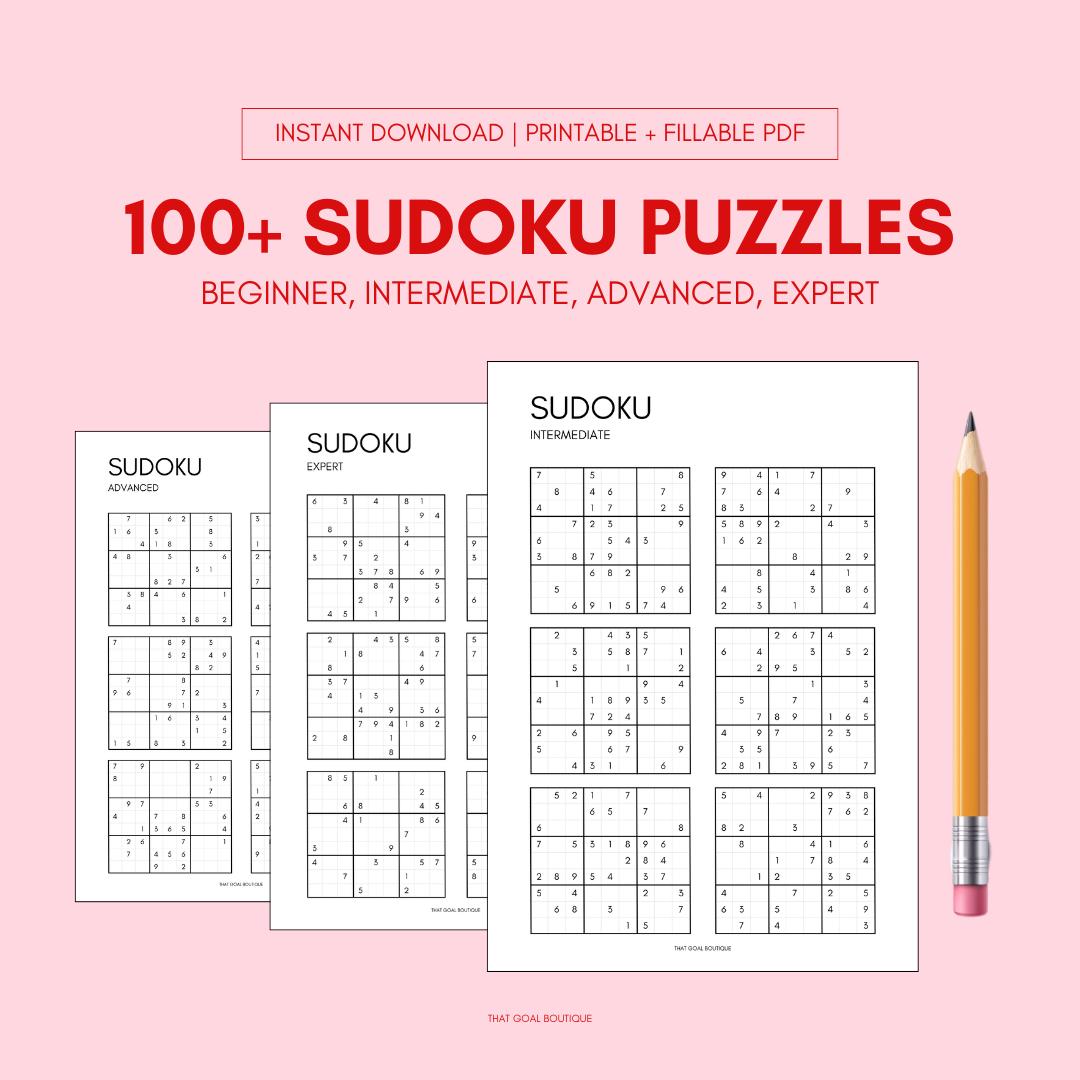 100+ PRINTABLE SUDOKU PUZZLES - Level: Beginner, Intermediate, Advanced ...