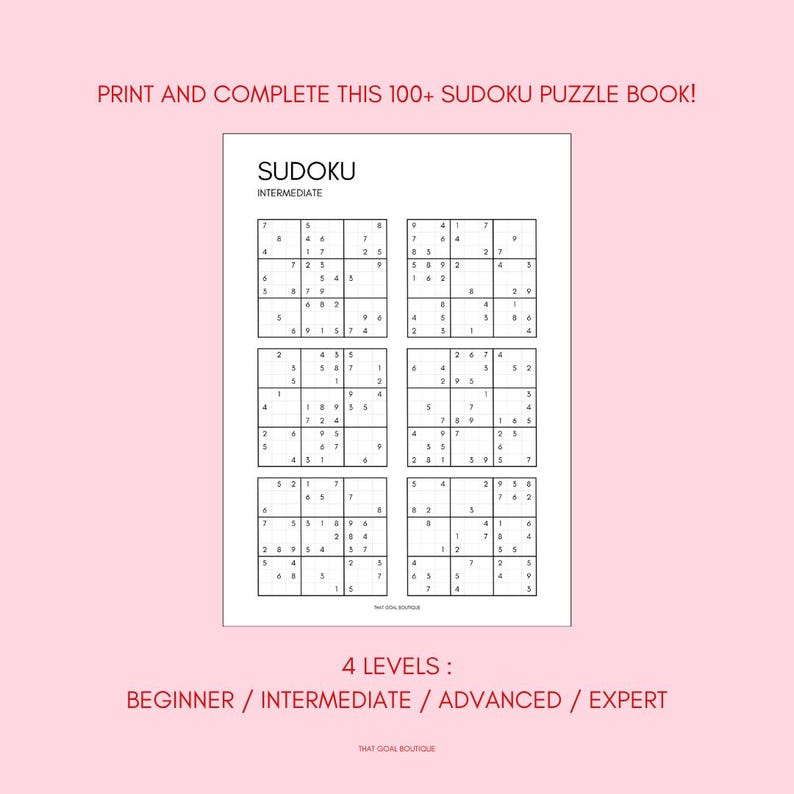100+ PRINTABLE SUDOKU PUZZLES - Level: Beginner, Intermediate, Advanced ...