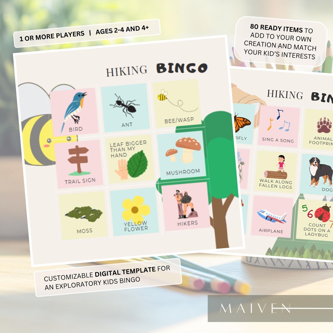 Exploratory Kids Bingo, Hiking Theme, Activity to Spark Curiosity and ...