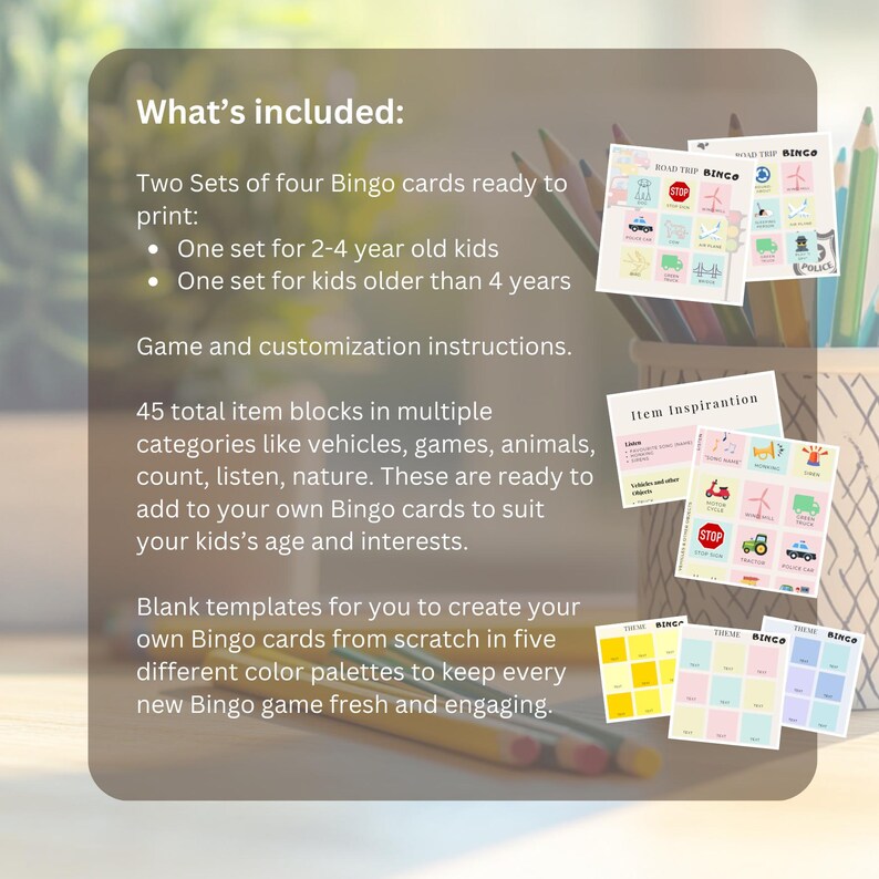 Exploratory Kids Bingo, Road Trip Theme, Game to Spark Curiosity and ...