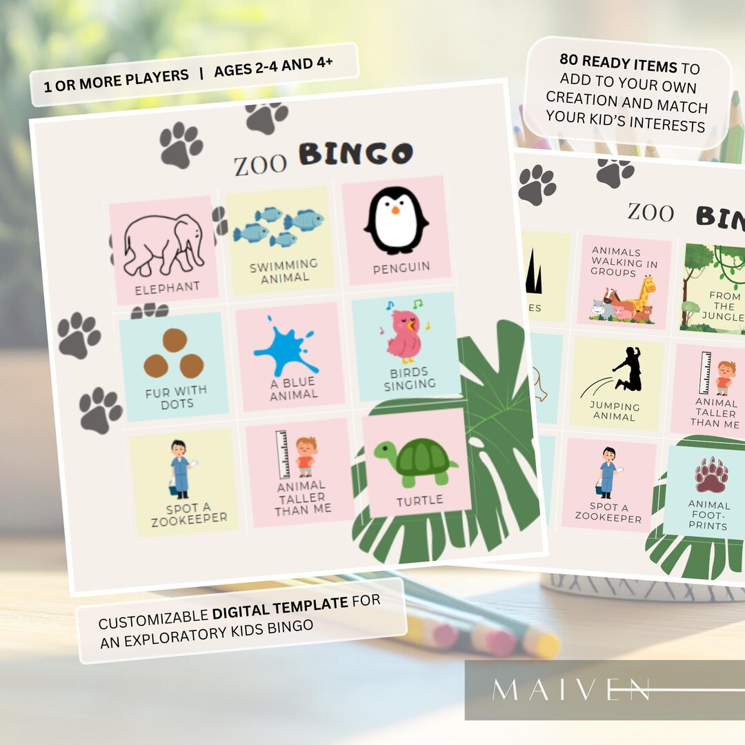 Exploratory Kids Bingo, Zoo Theme, Activity to Spark Curiosity and ...