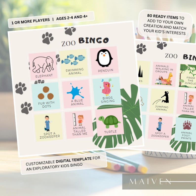 Exploratory Kids Bingo, Zoo Theme, Activity to Spark Curiosity and ...
